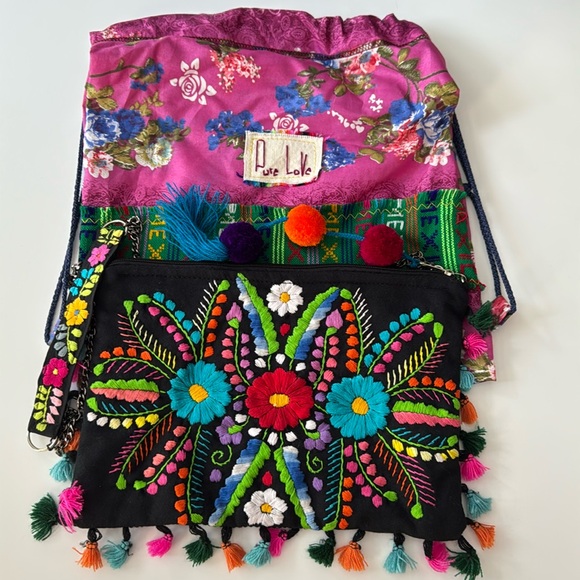 purelovemexico | Bags | Handmade In Mexico Hand Embroidered Floral ...
